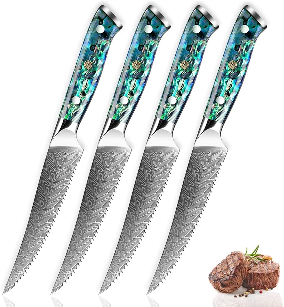Amazon.com: SENKEN Damascus Steel Kitchen Knife Set - Umi Collection ...