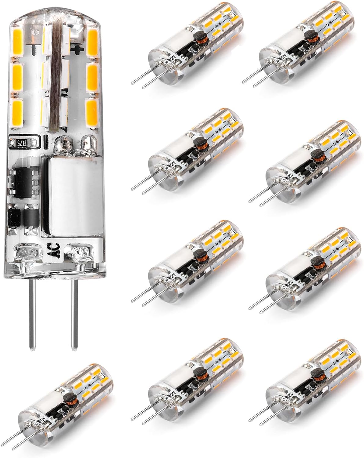 Joutameili 10 Pack G4 LED Bulb 12V AC DC 1.5W No Flicker Warm White G4 Bulb Bi-Pin LED Light ...