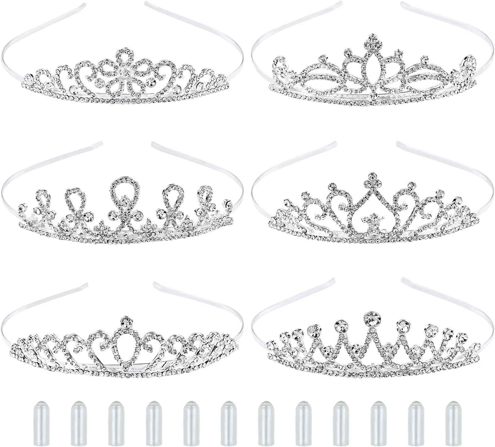 Amazon.com: Naturahand 6 Pieces Silver Metal Tiara Crown Headbands with ...