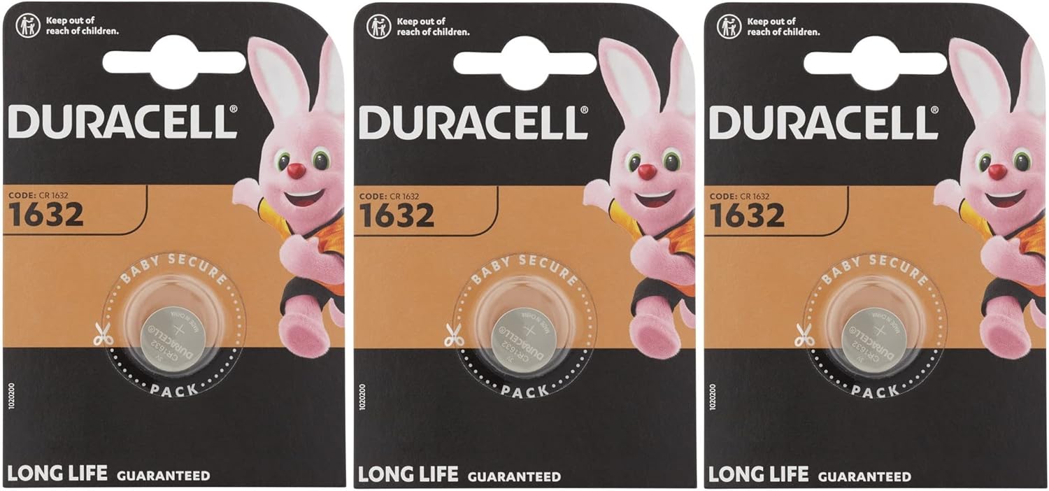 3X Duracell 1632 Lithium (3 Blister Pack of 1 Battery) 3 Batteries ...
