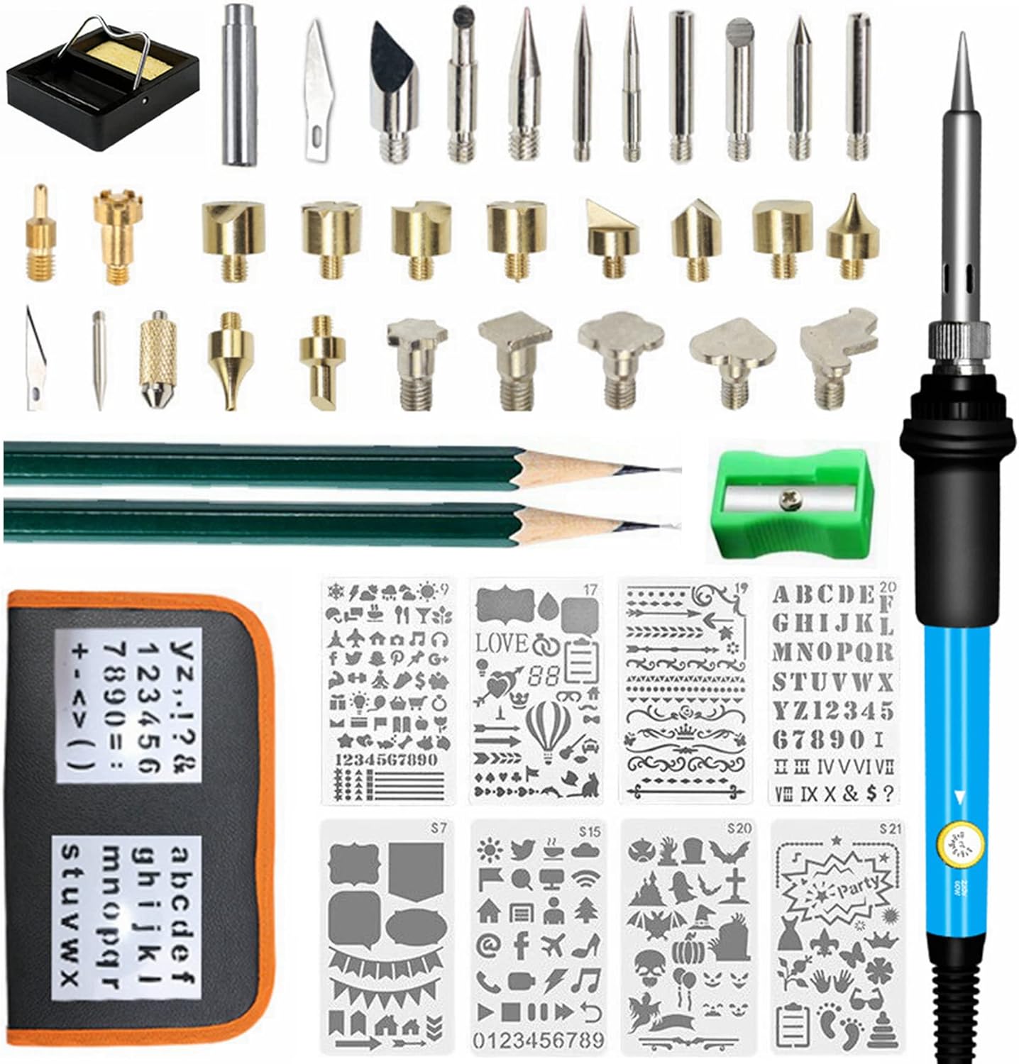 Soldering Iron Kit For Wood Burning Handicraft Work With Stencils For ...