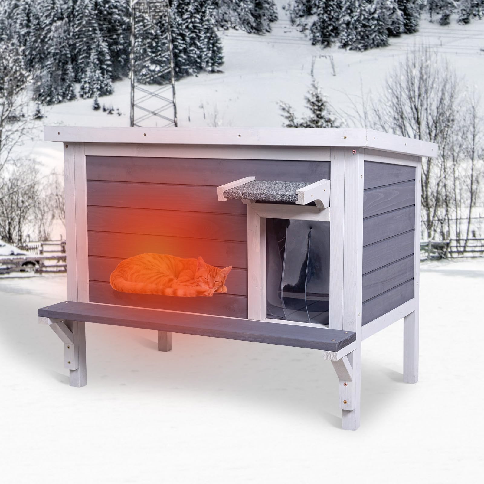 Amazon.com : GEGURI Insulated Outdoor Cat House, Weatherproof Feral Cat ...