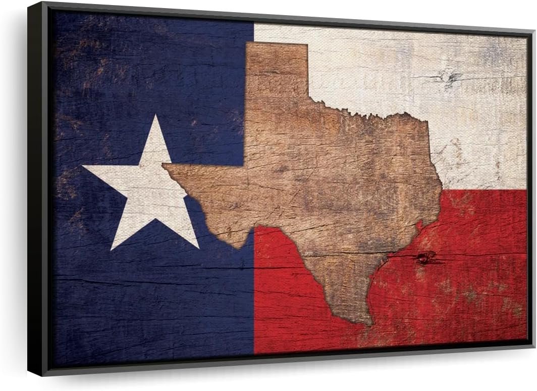 Amazon.com: ElephantStock State Map Over Texas Flag Wall Art ...
