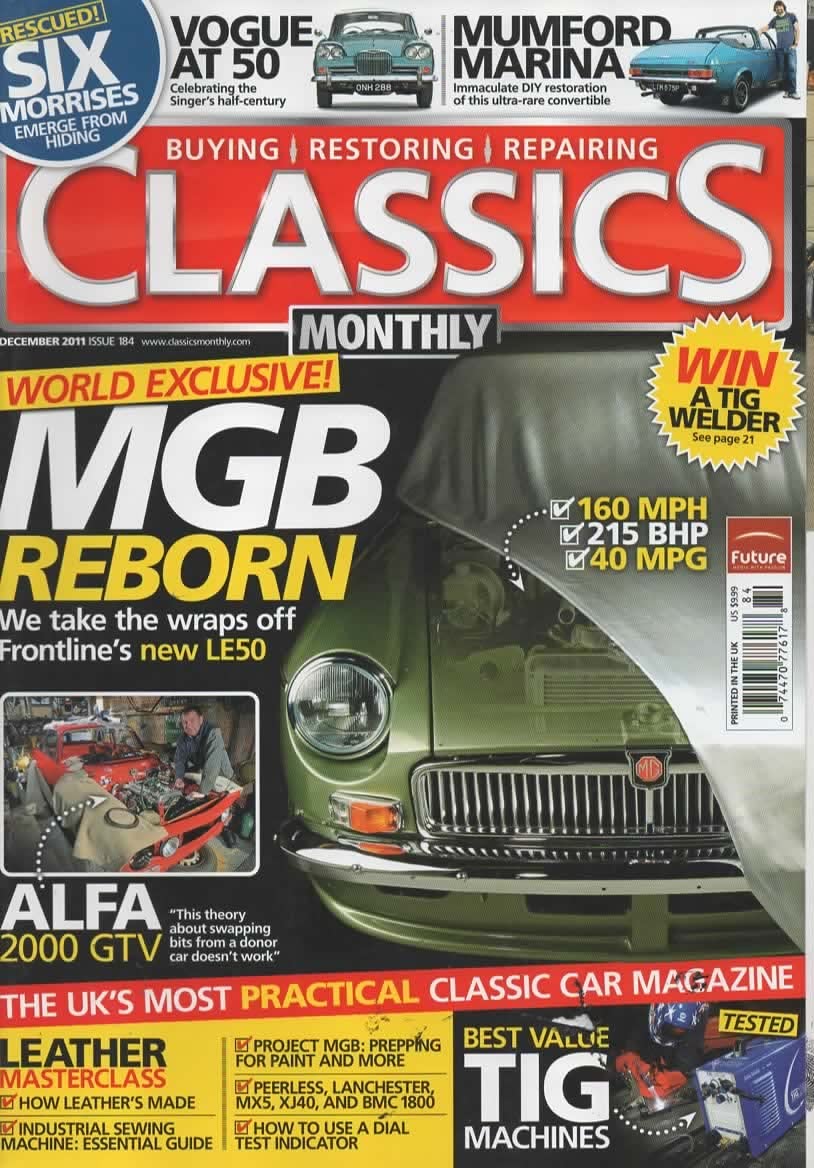 Classics Monthly Magazine, December 2011 (Issue 184) Alfa Romeo 2000 ...