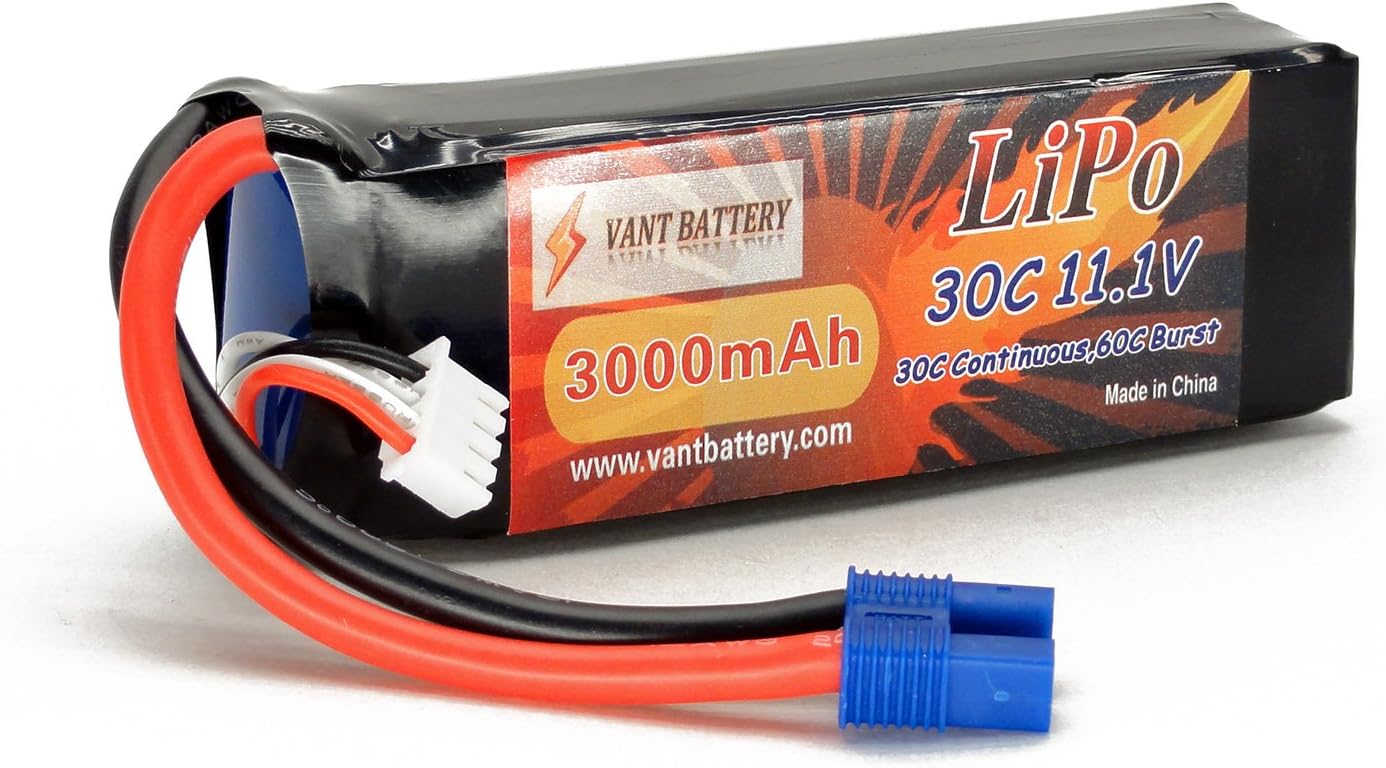 Amazon.com: 11.1V 3000mAh 3S Cell 30C-60C LiPo Battery Pack w/ EC3 (EC ...