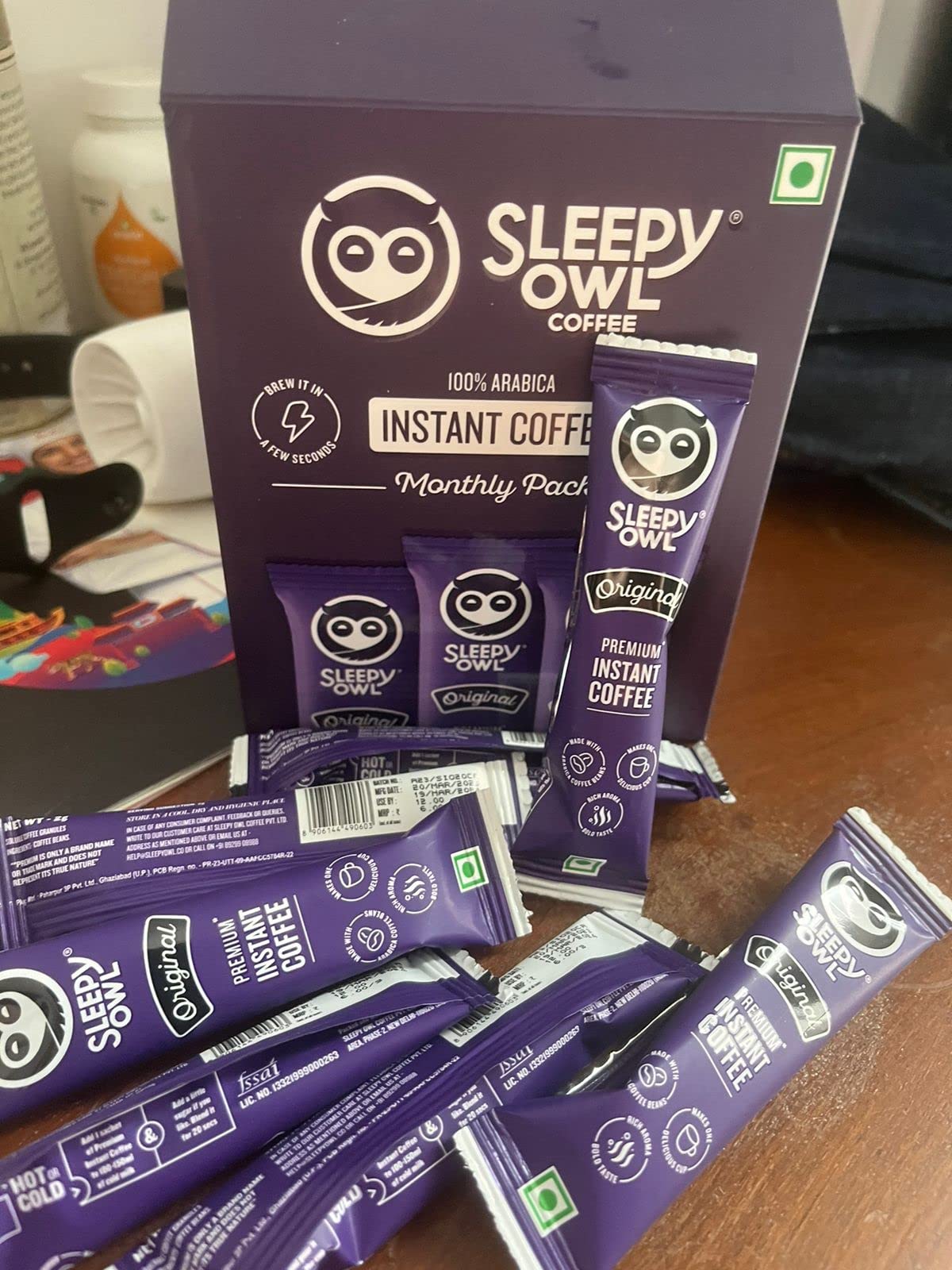 Sleepy Owl Original 100% Arabica Instant Coffee Powder Sachets, 120 ...