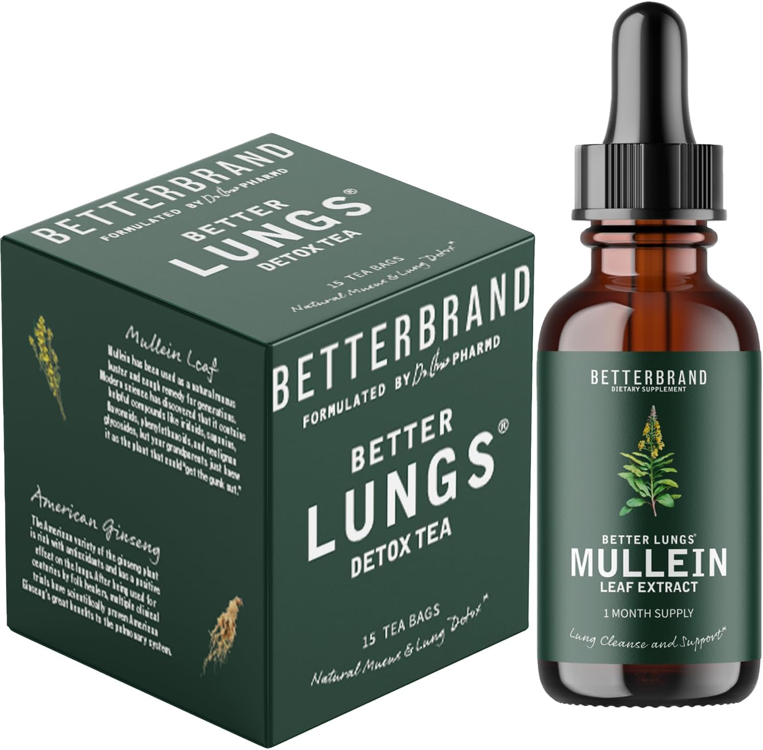 Amazon.com : Betterbrand BetterLungs Health Pack - Better Lungs Detox Tea & Mullein Leaf ...