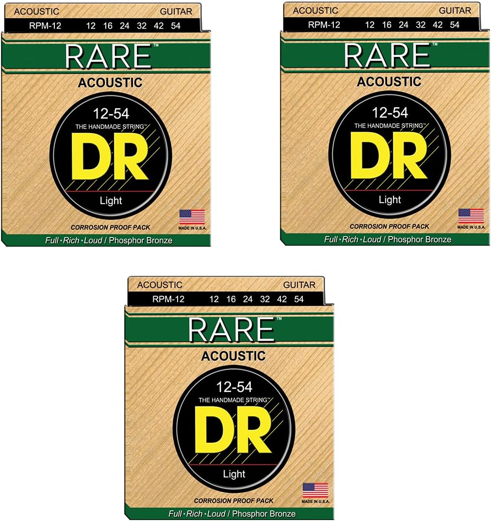 DR RPM-12 - Rare western guitar strings, 012-054, 3 Pack : Amazon.co.uk ...