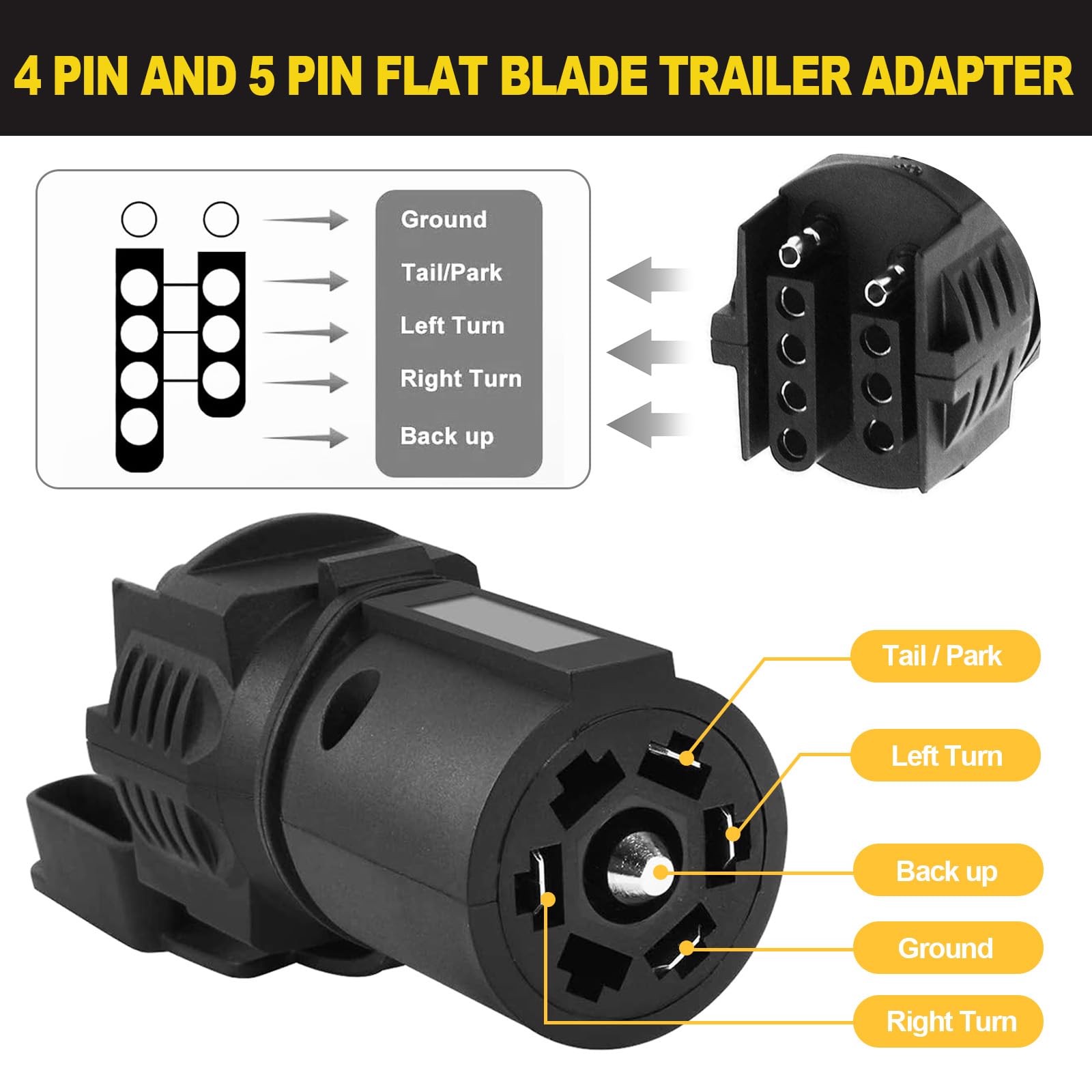 Snapklik.com : WALSIO 7 Pin To 4 Pin And 5 Pin Trailer Adapter 2 In 1 ...