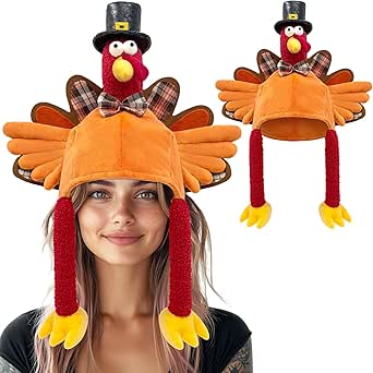 Amazon.com: Dnicukii Funny Thanksgiving Hats for Adults, Plush Turkey ...