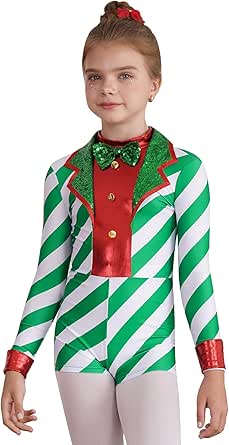 Amazon.com: Yruioon Kids Girls Chirtsmas Candy Cane Costume Mrs Santa ...