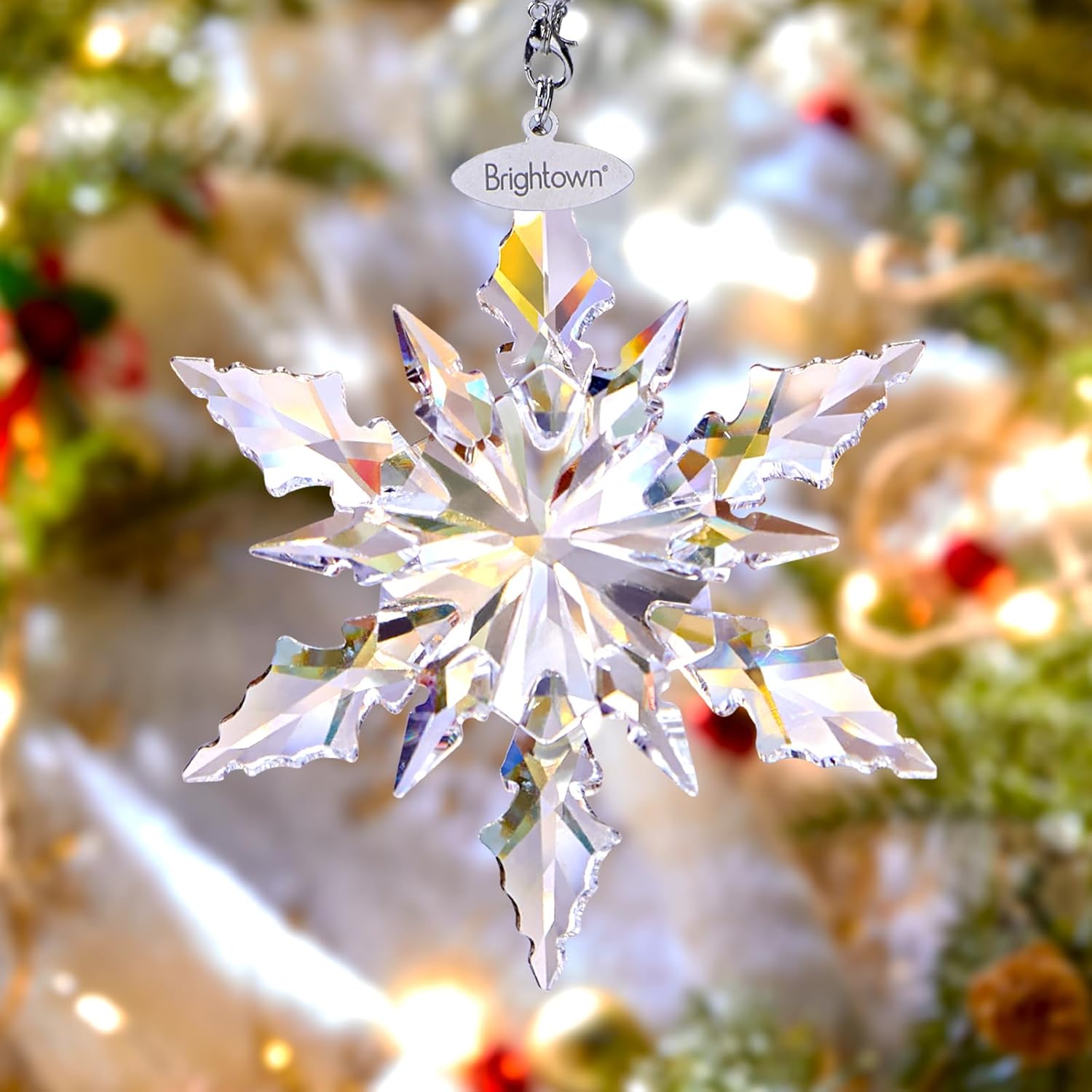 Amazon.com: Snowflake Ornaments, 4" Clear Snowflake Crystal Christmas ...