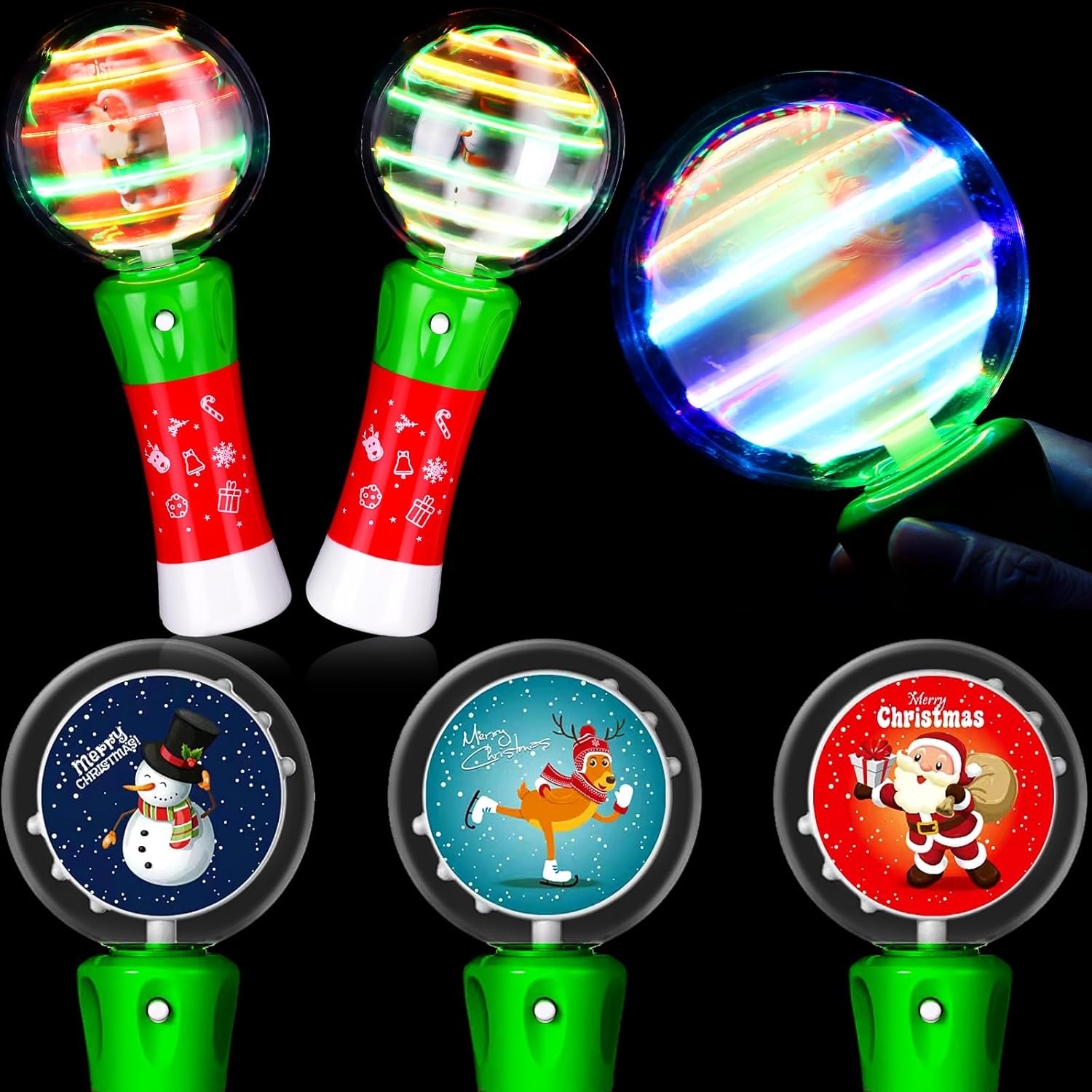 Poen Christmas Light up Magic Ball Toy Spinner Wand for Kids, Rotating ...