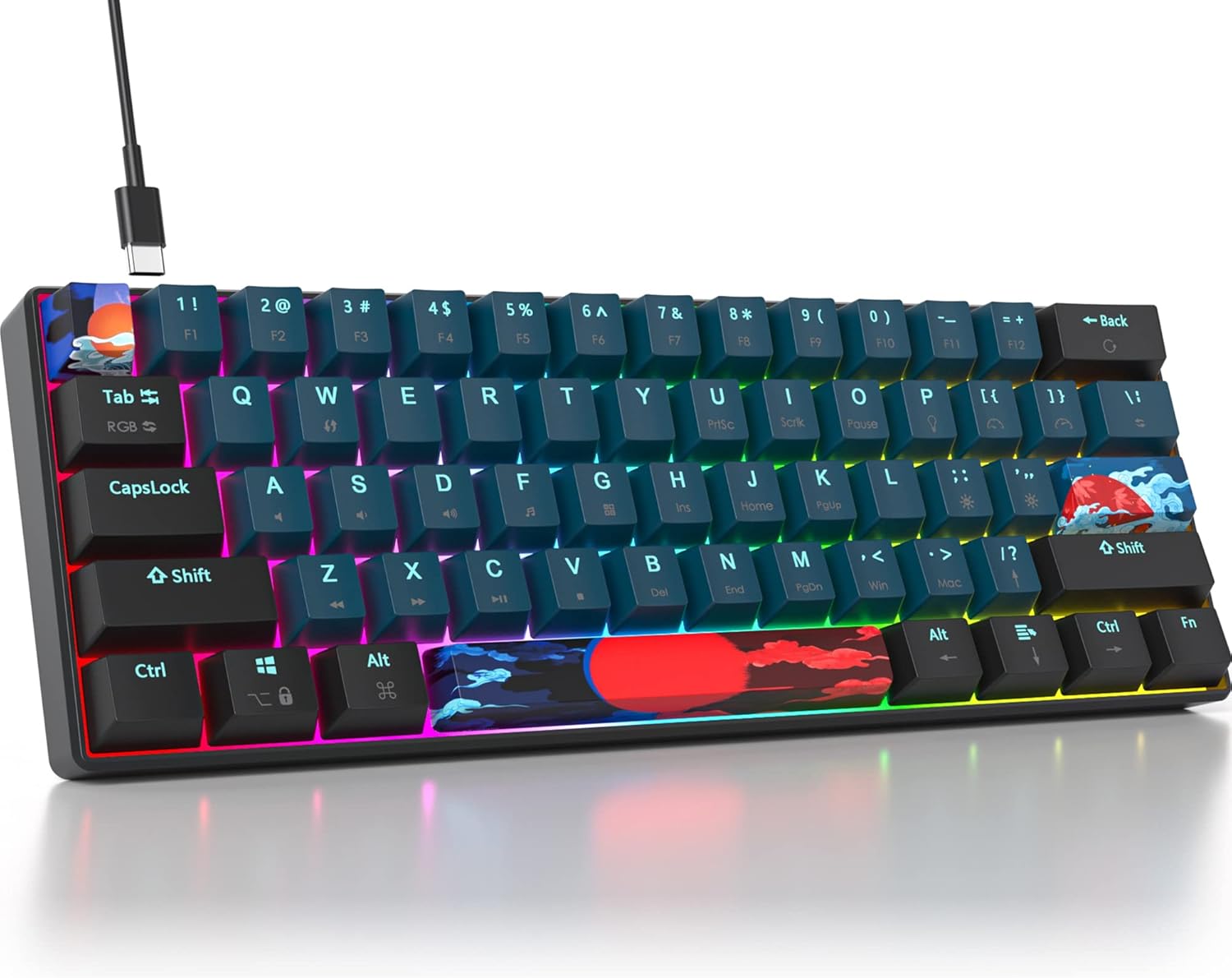 Amazon.com: Ussixchare 60 Percent Mechanical Gaming Keyboard 60% RGB ...