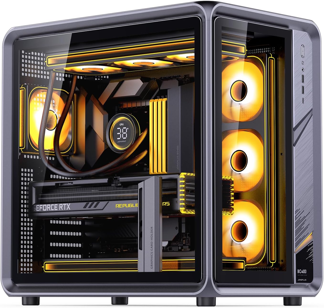 Amazon.com: JONSBO BO400 ATX Mid Tower PC Case, Aluminum Frame, Back ...