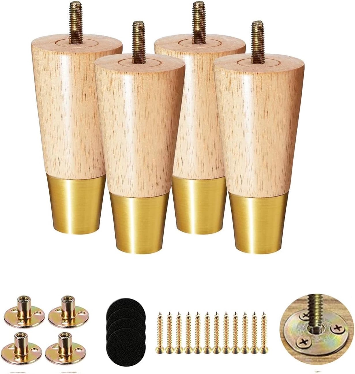 Amazon.com: Wood Furniture Legs 4 inch Couch Legs, Pack of 4 Solid ...