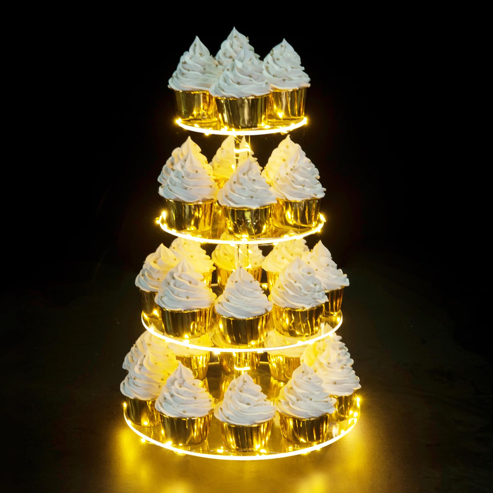 Amazon.com: OLACHIKKO Cupcake Stand, 4-Tier Round Cupcake Holder with ...