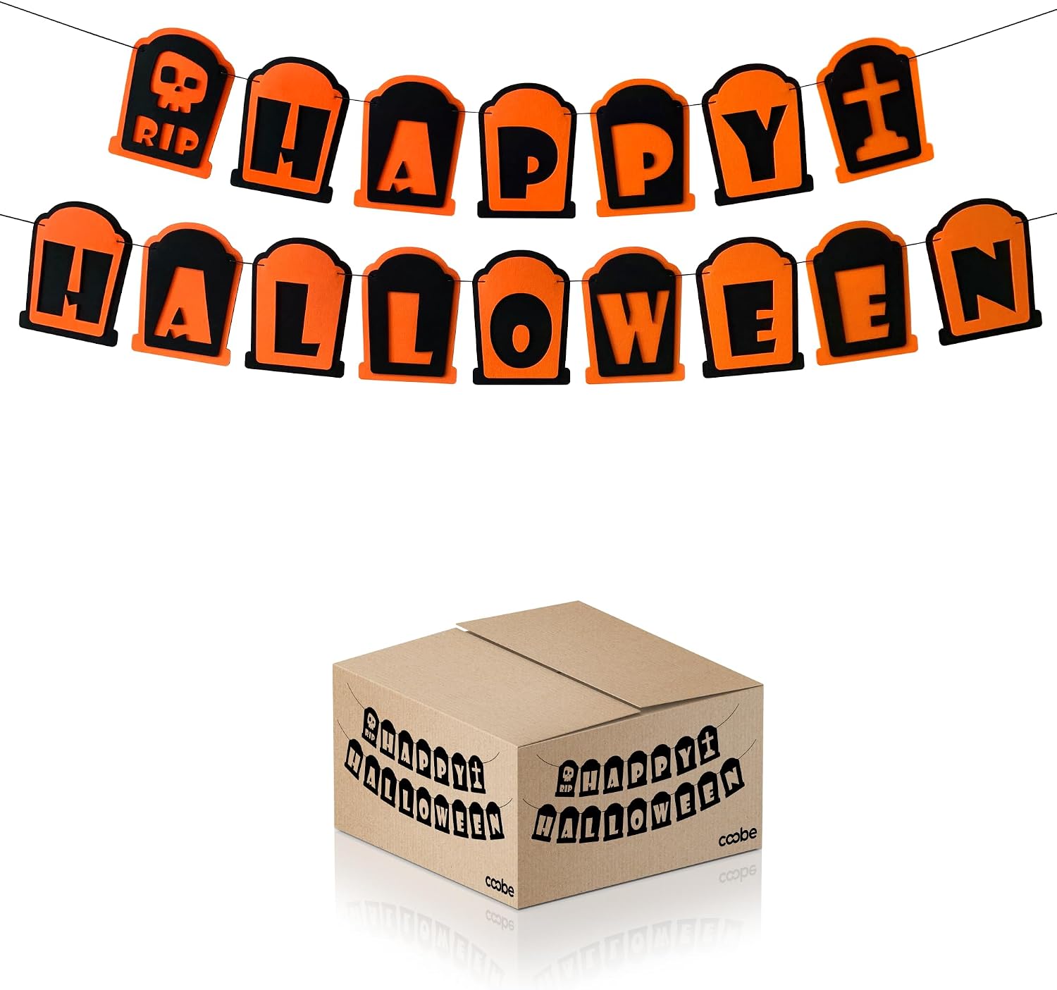Amazon.com: Happy Halloween Hanging Banner – Large Tombstone-Shaped ...