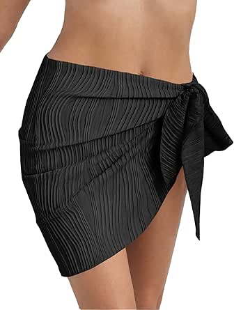 Familistimo Textured Tie Side Beach Sarong Swimwear Wrap Open Front ...