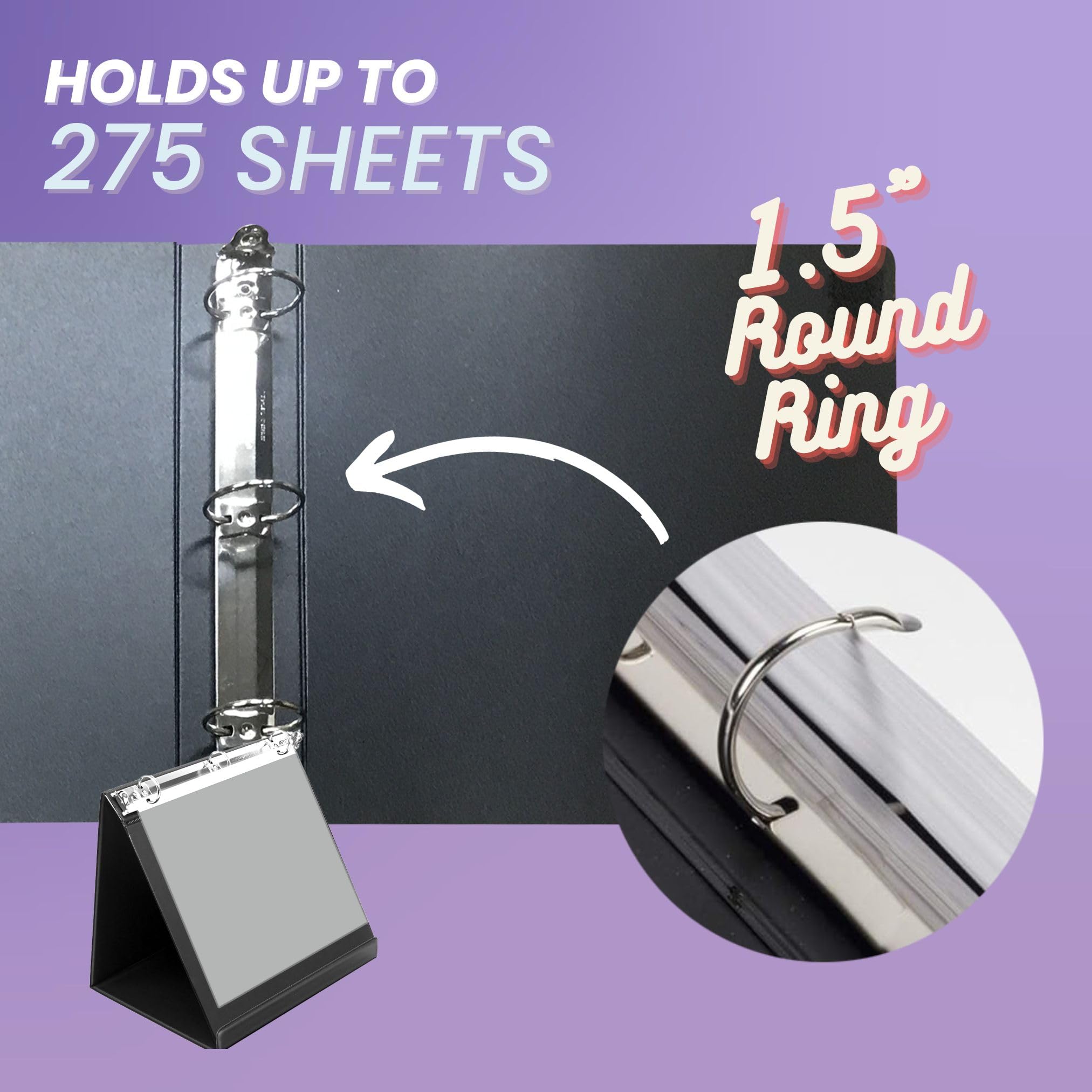 Snapklik.com : Black Easel Binder - 1.5" Round Ring Flip Display Easel ...