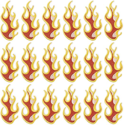Amazon.com: CABODYALS 20Pcs Fire Patches Iron on Bulk Orange Red Fire ...