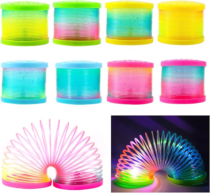 Amazon.com: 8 Pack Glow Coil Spring Toy, Mini Springs Rainbow Magic ...
