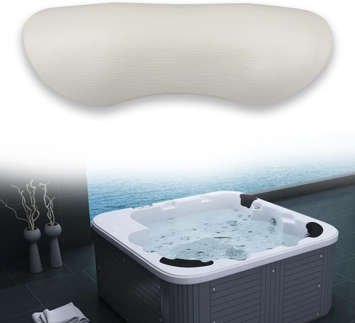 Amazon.com: Ulapithi 77444 Hot Tub Pillow, Premium Polyurethane, Grey ...