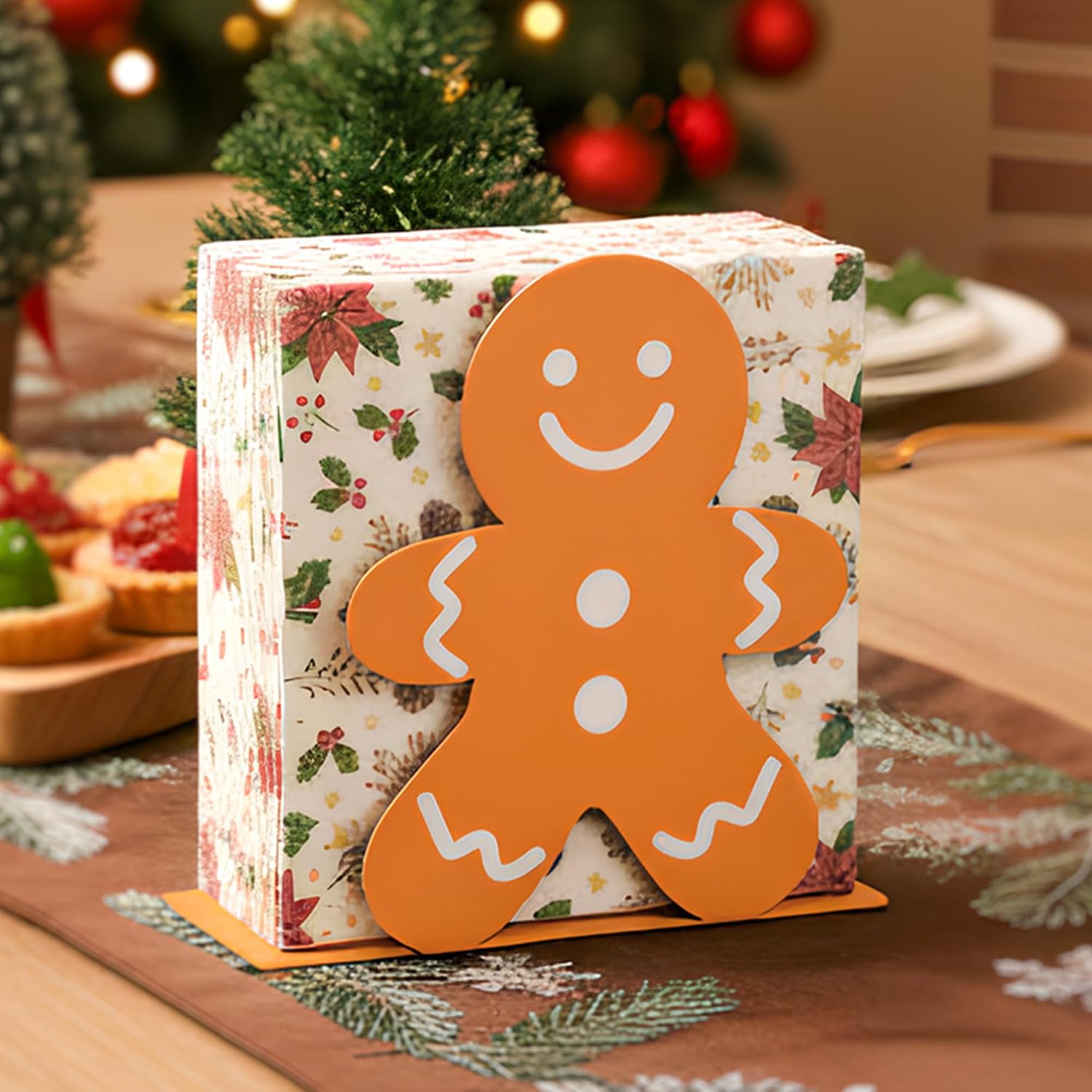 Amazon.com: Christmas Gingerbread Man Napkin Holder for Table, Metal ...