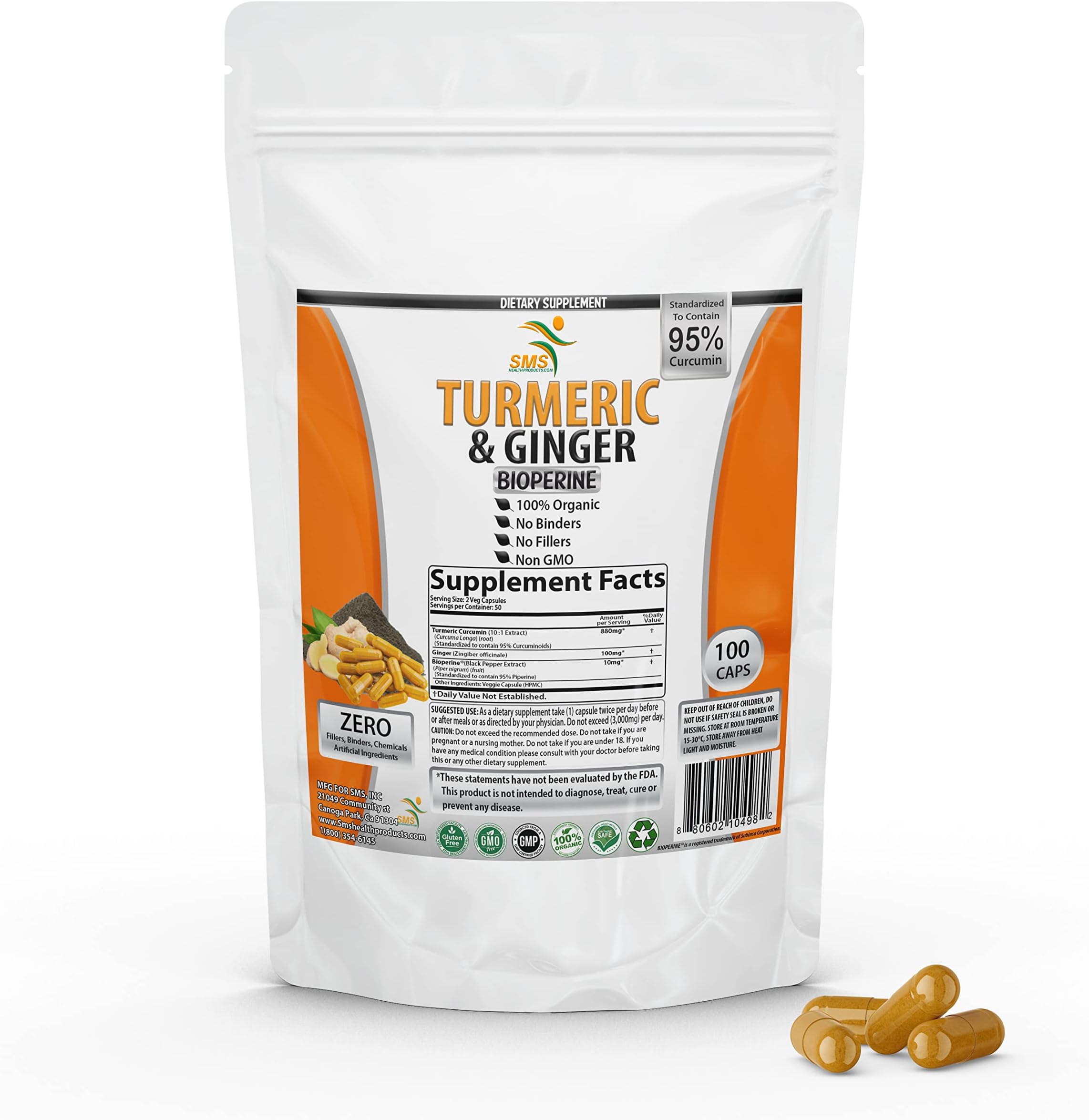 Amazon.com: Turmeric Curcumin with Ginger, BioPerine Black Pepper, 95% ...