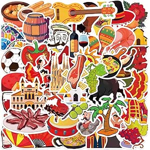 50 Pcs Spain Style Vinyl Stickers,Espana Stickers,Vinyl Waterproof ...