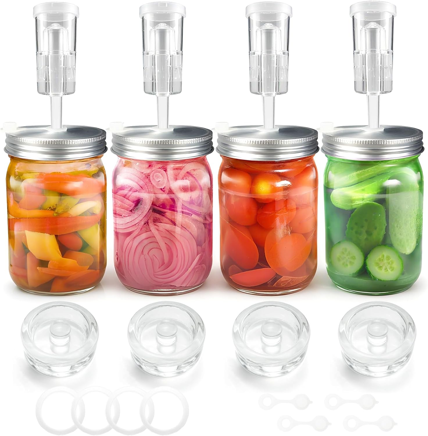 Amazon.com: 4 Pack Fermentation Kit, Stainless Steel Fermentation Lids ...