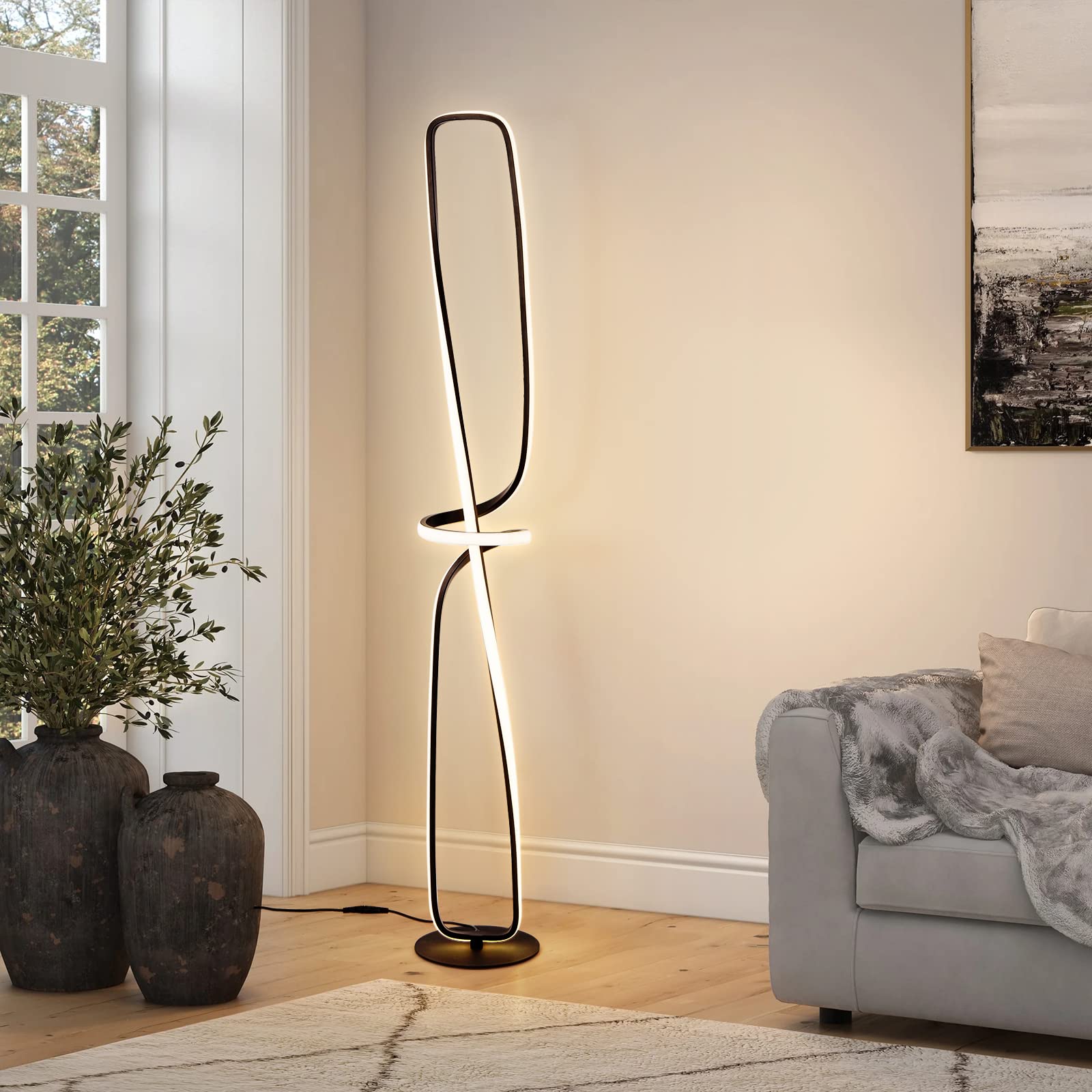 POWROL Floor Lamp for Living Room - Modern LED Lamp Remote Adjustable 3 ...