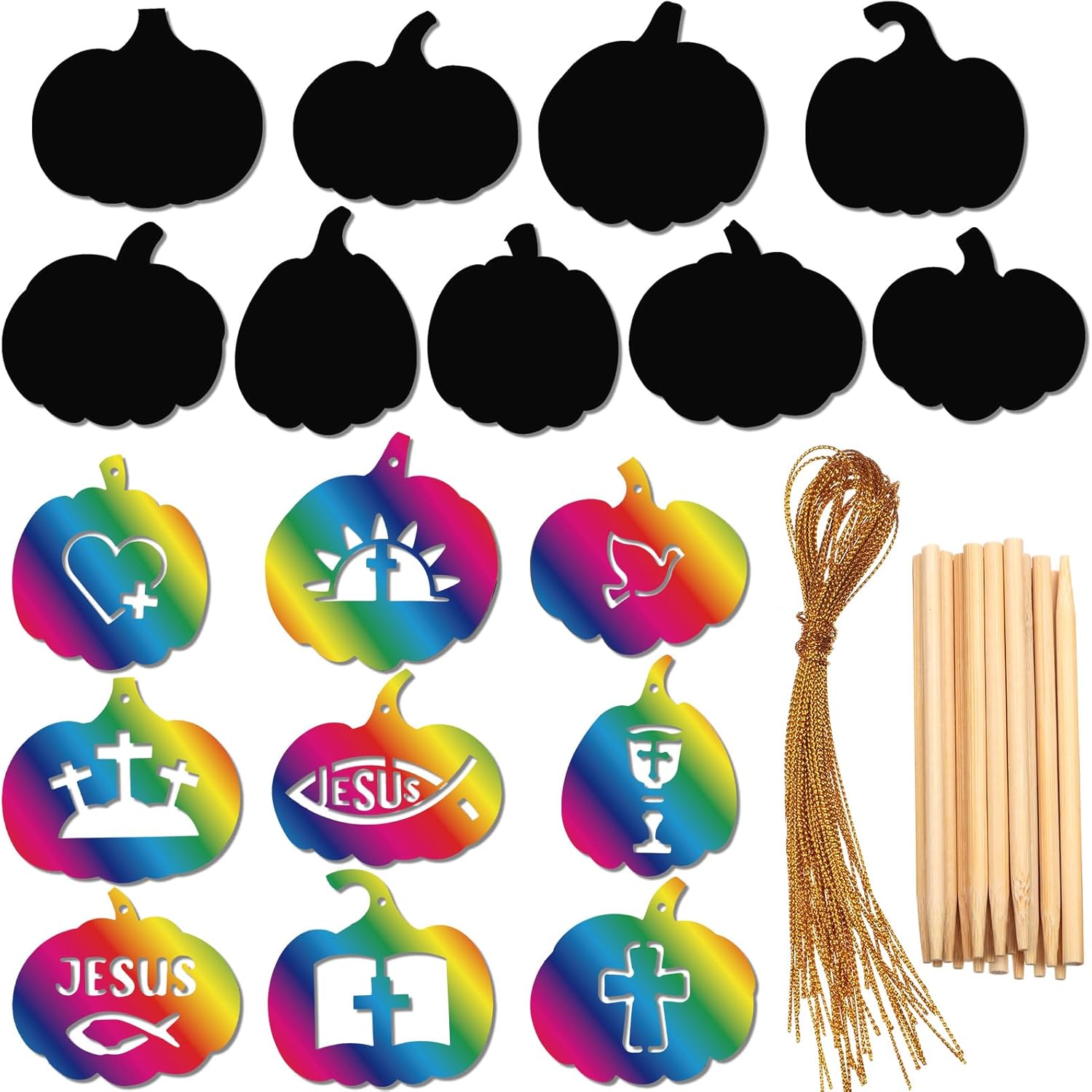 Amazon.com: Jenaai 36 Pcs Christian Pumpkin Scratch Crafts Bulk of ...