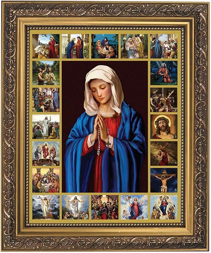 Amazon.com: Christian Brands Mysteries Of The Rosary Gold Tone Framed ...