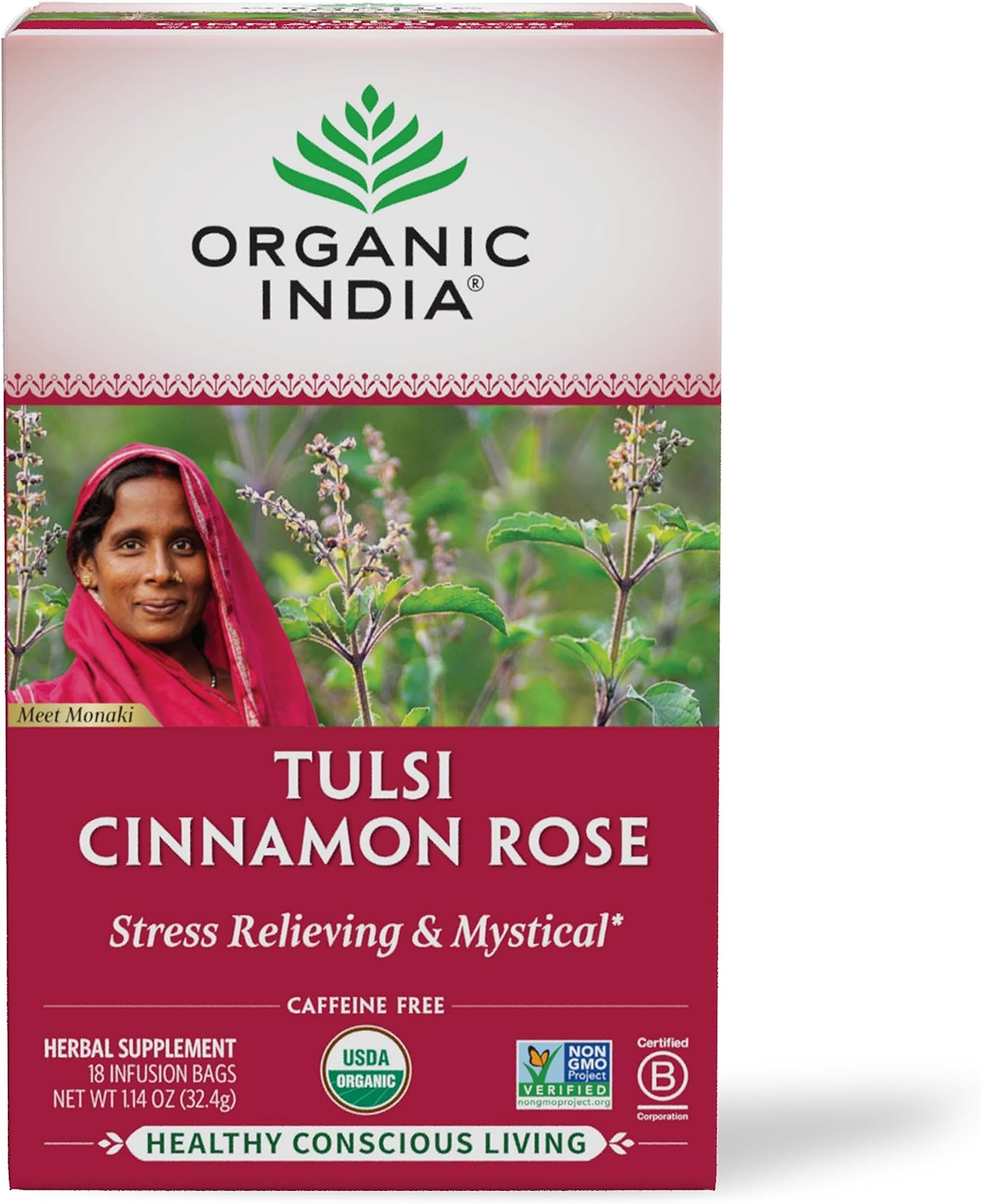 Amazon.com : ORGANIC INDIA Tulsi Cinnamon Rose Tea Bags - Tulsi Rose ...
