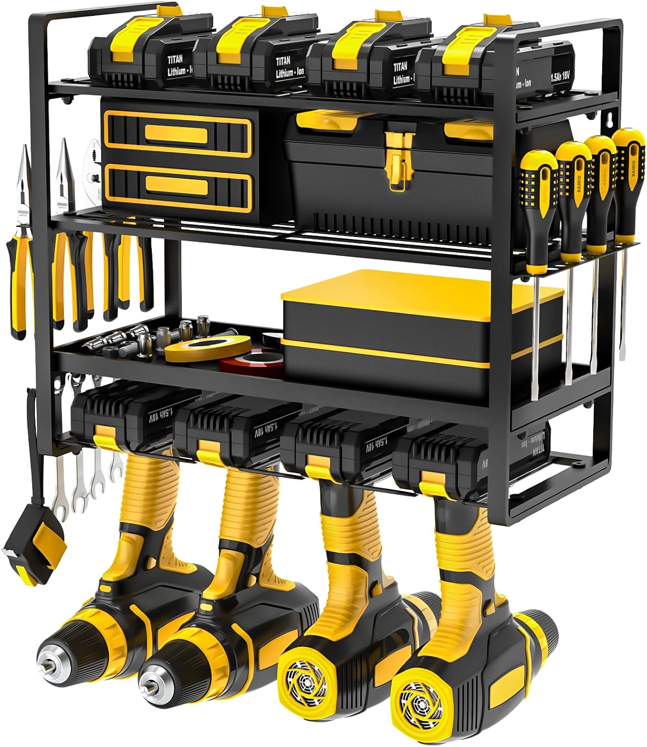 Amazon.com: Power Tool Organizer Wall Mount, 4 Tier Metal Power Drill ...