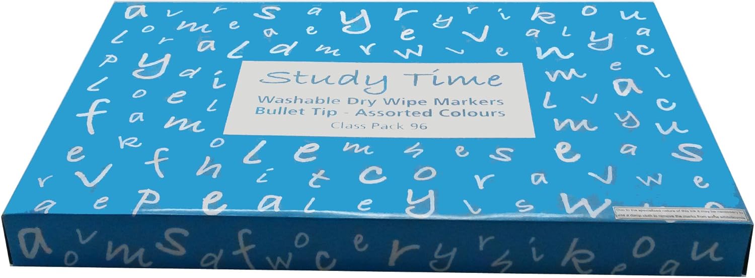 Study Time Washable Whiteboard Markers - Assorted (Pack of 96) : Amazon ...