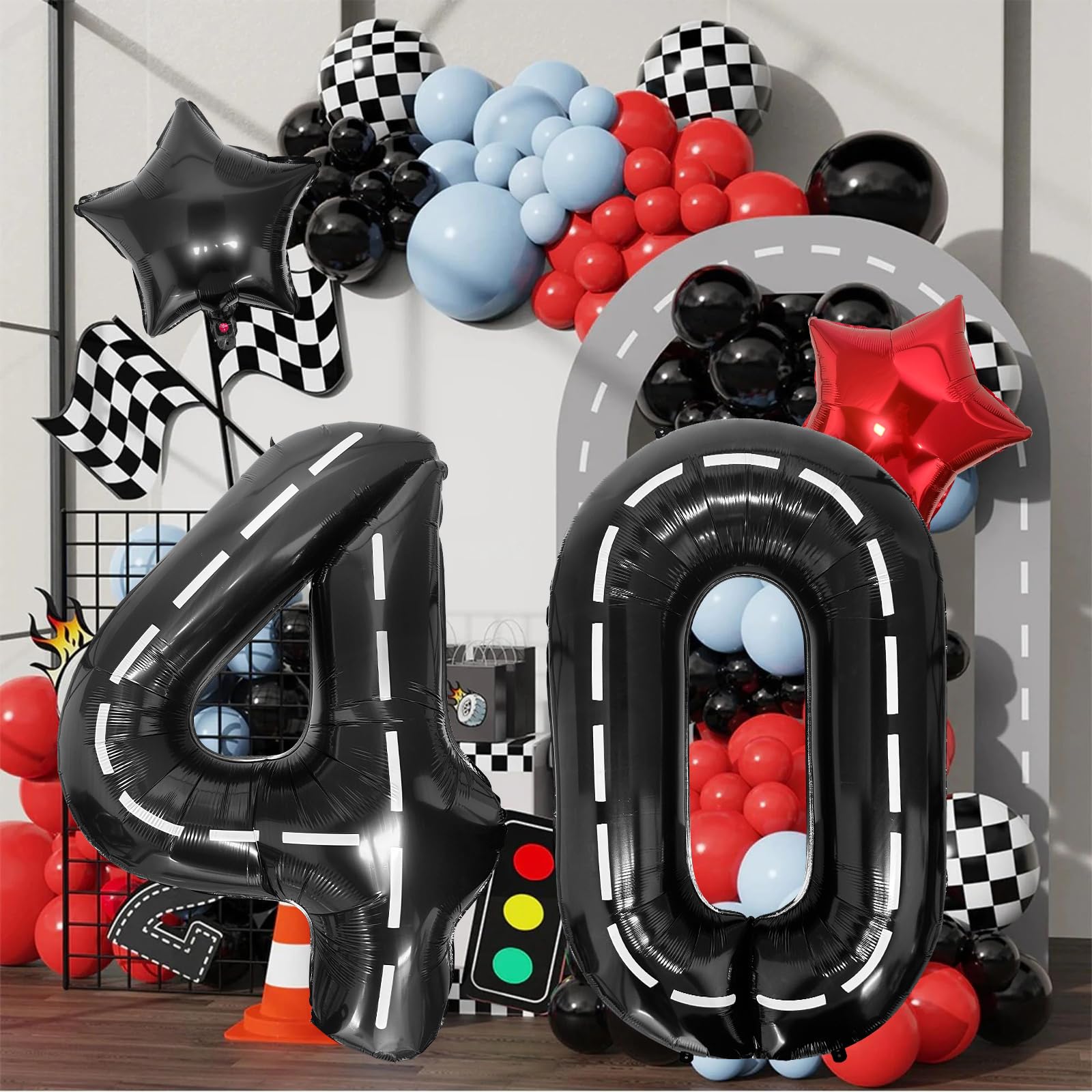 Snapklik.com : Race Car 4 Balloons 40 Inch Racetrack Number 4 Balloon ...