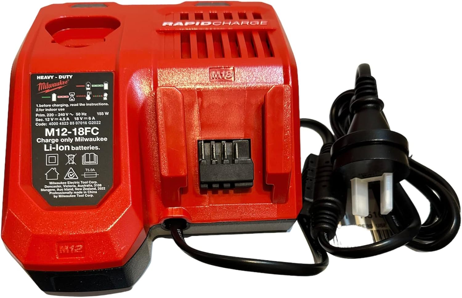 Milwaukee M12-18FC M12/M18 Battery Rapid Charger 240V (Plain Packaging ...
