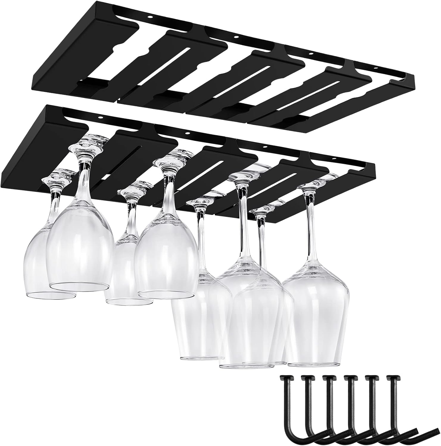 Amazon.com: Shimeyao 2 Set Wine Glass Rack Under Cabinet Wine Glass ...