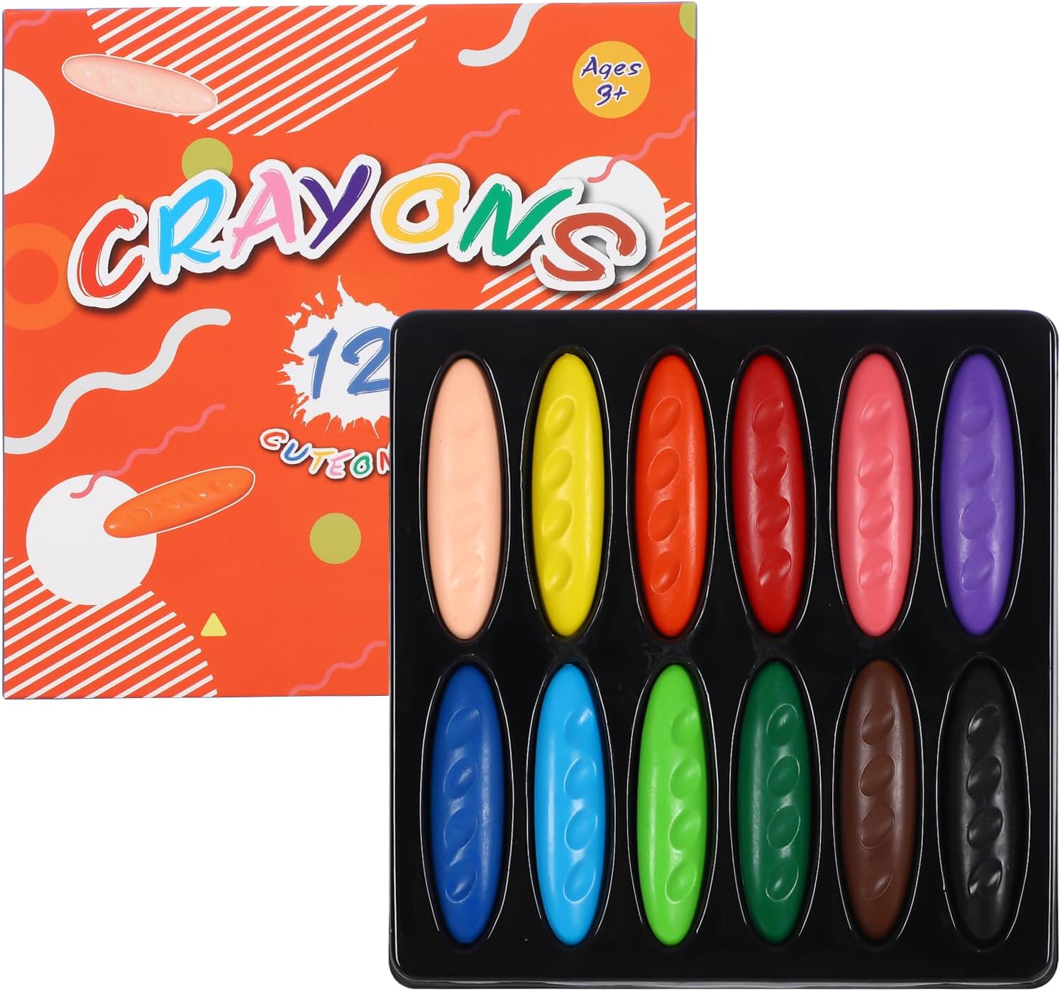 Amazon.com: CUTEONEE Kids Crayons, 12 Colors, Washable, Non-Toxic, Easy ...