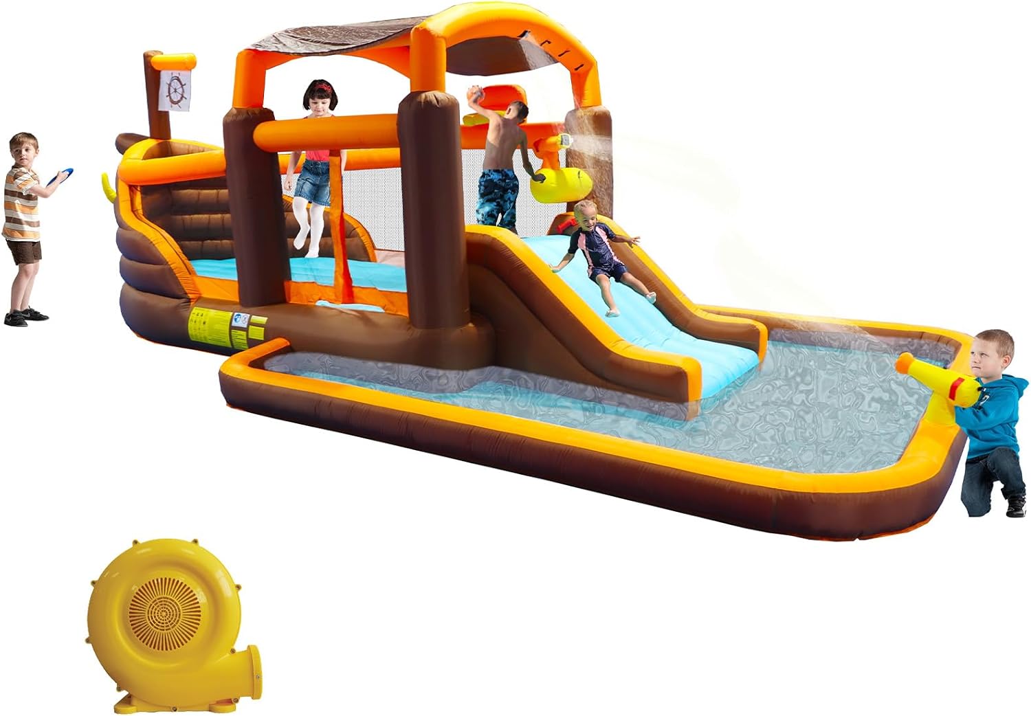 Unovivy Tobogán acuático inflable con soplador de 650 W, tobogán ...