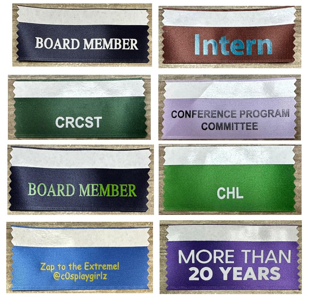 Amazon.com: 25 Personalized Badge Ribbons with Custom Printed Text for ...