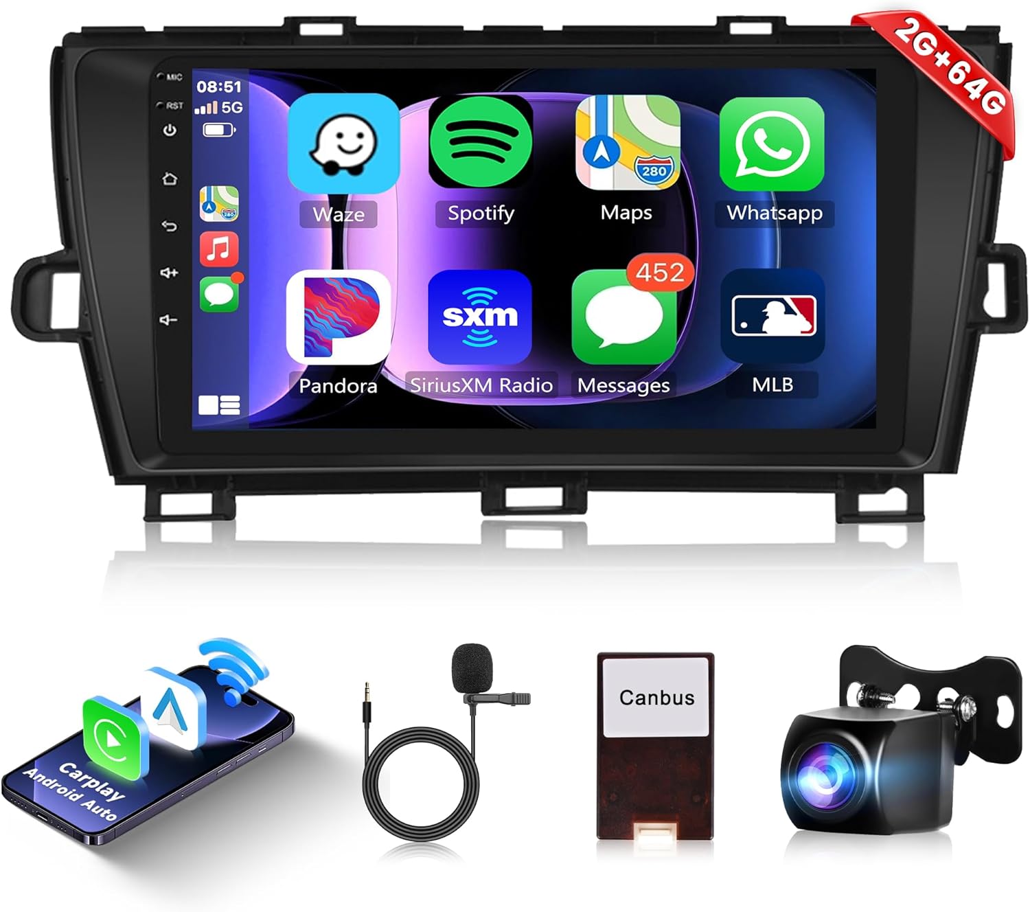 Amazon.com: 2G+64G Android Car Stereo for Toyota Prius 2010-2015 with ...