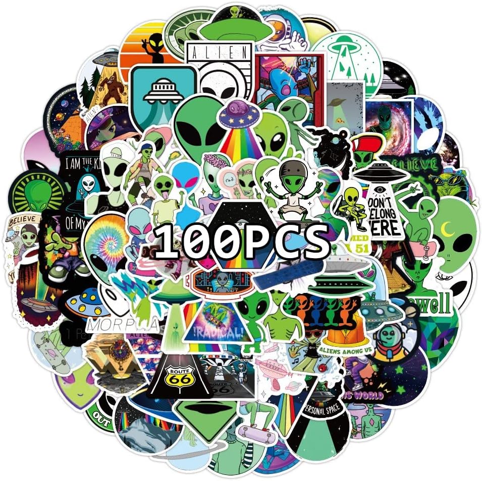 Amazon.com: Alien Stickers 100PCS Cute Cool Stickers Pack Vinyl ...