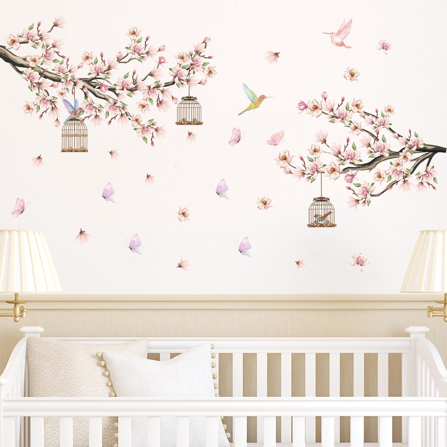 Amazon.com: 2 Sheets Spring Wall Decals Birds on Tree Branch Wall ...