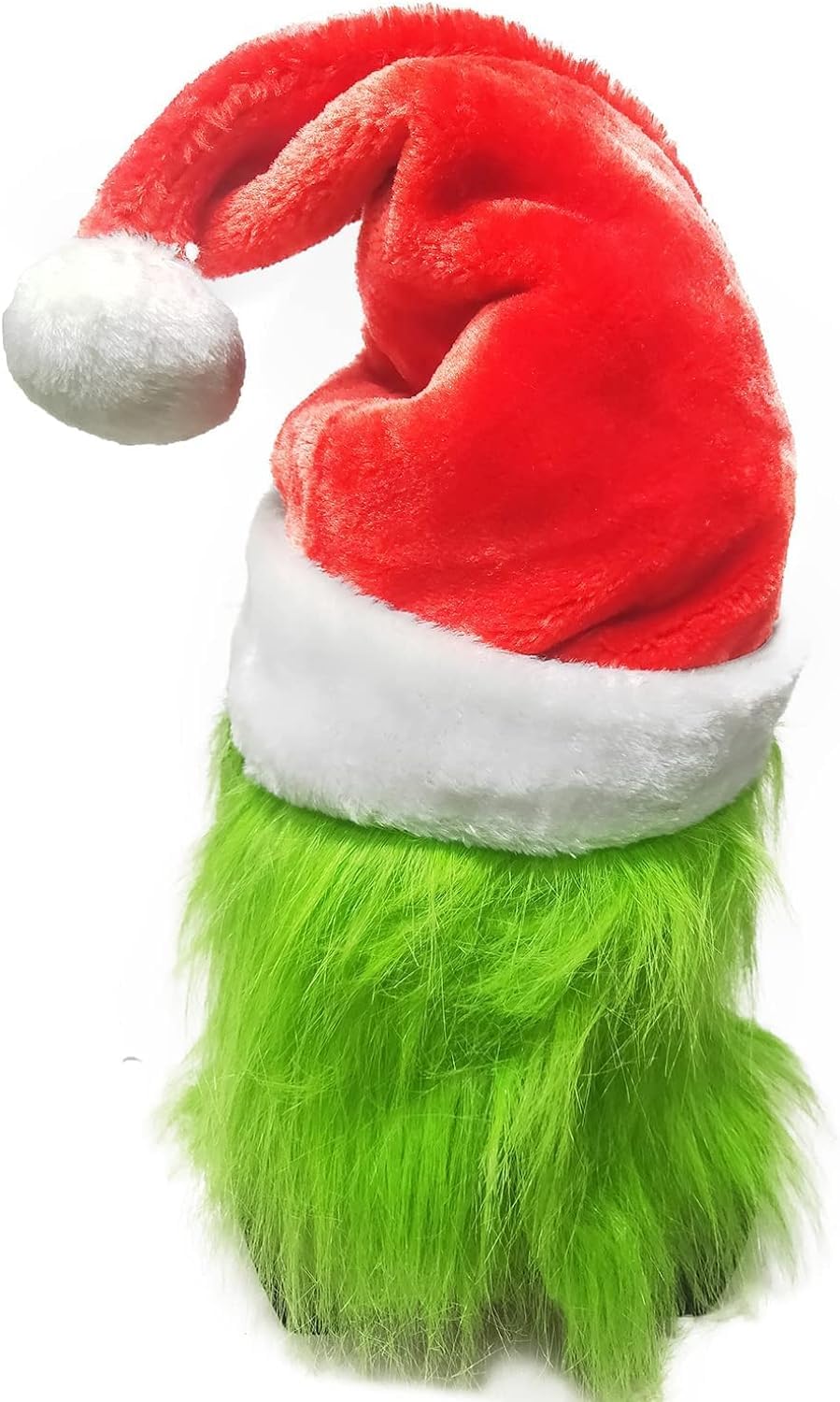 Green Monster Full Head Latex Mask with Red Hat Christmas Deluxe Plush ...