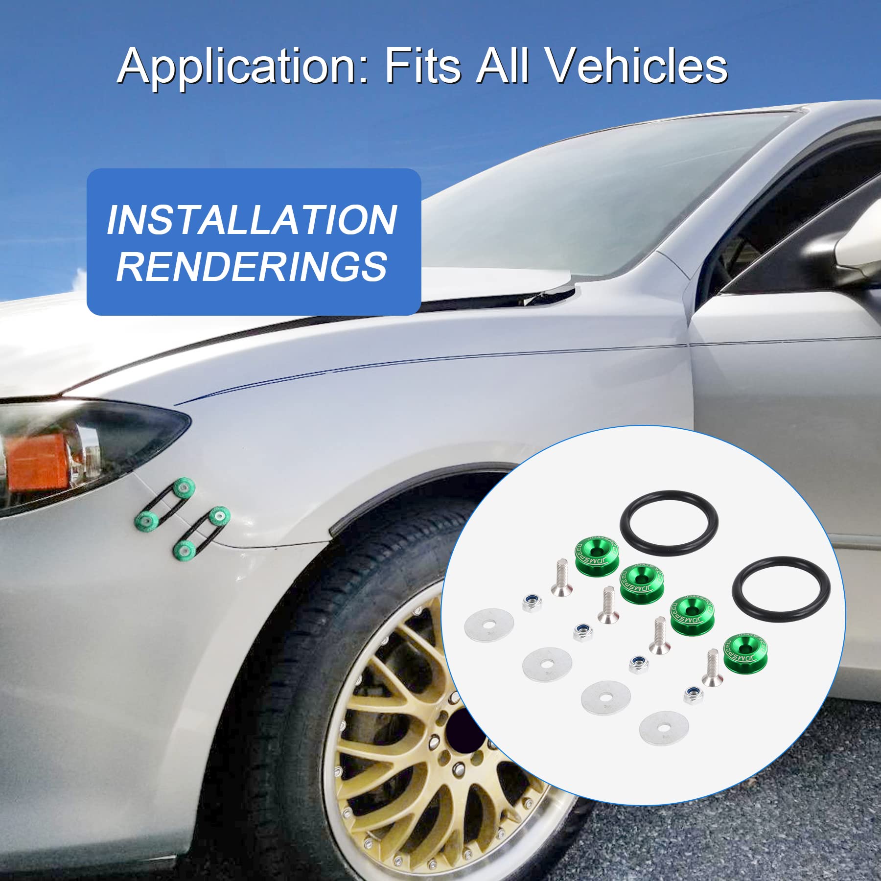 Snapklik.com : Green Universal CNC Billet Bumper Trunk Quick Release ...