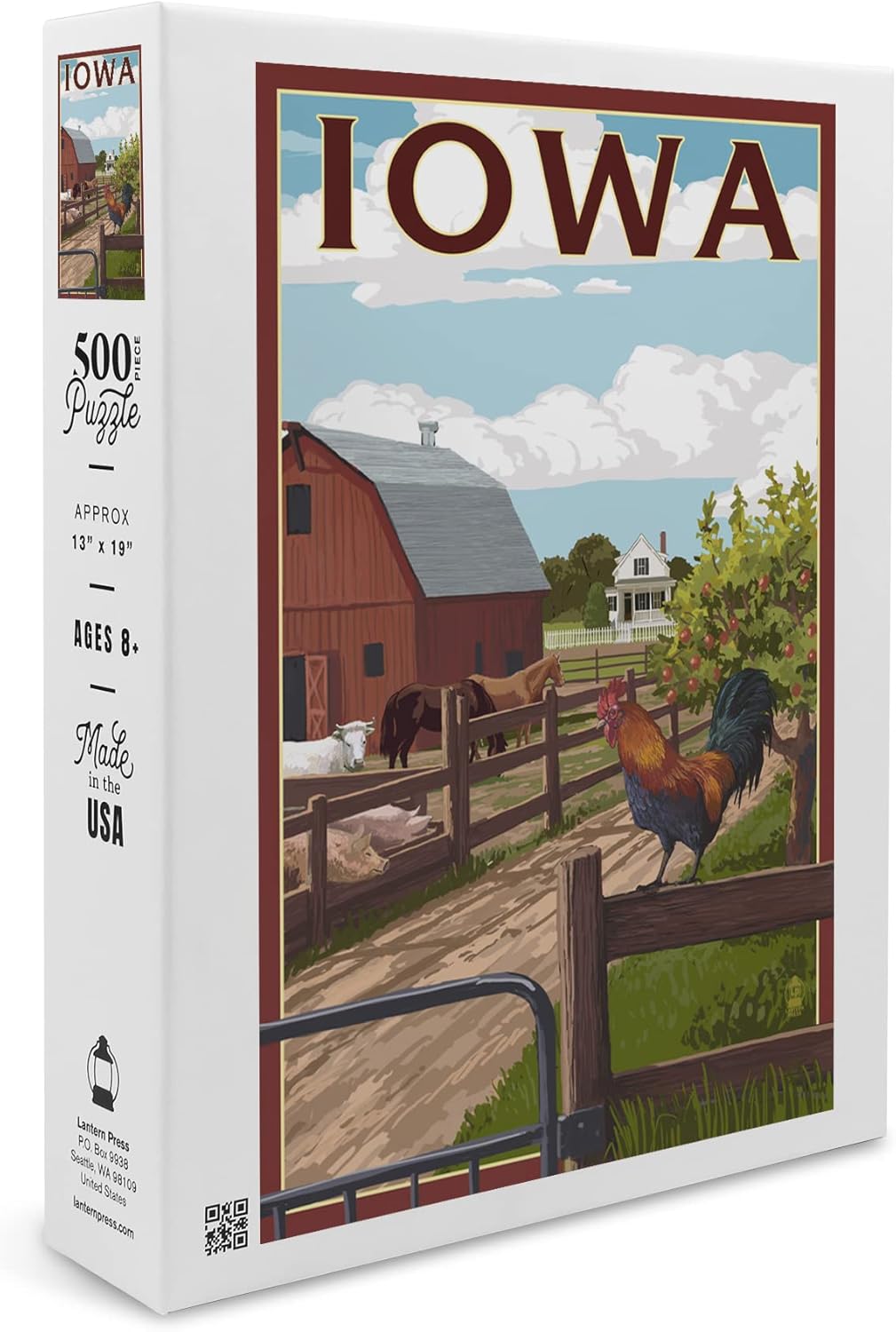 Amazon.com: Iowa, Barnyard Scene (19x27 inches, Premium 500 Piece ...