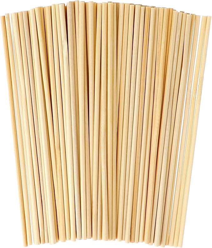 Wooden Sticks, 100 Pack Dowel Rods 15cm x 3mm Round Craft Wooden Sticks ...